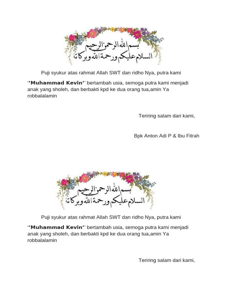 Puji Syukur Atas Rahmat Allah SWT Dan Ridho Nya | PDF | Agama ...