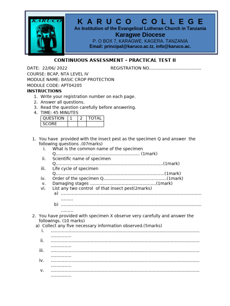 Basic Crop Protection Practical Test 3 | PDF | Home & Garden | Science ...