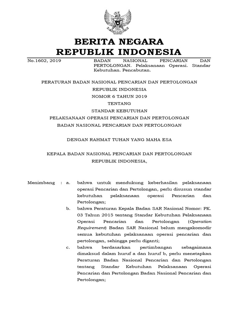 2019-Peraturan BNPP Nomor 6 Tahun 2019 - (Peraturanpedia - Id) | PDF