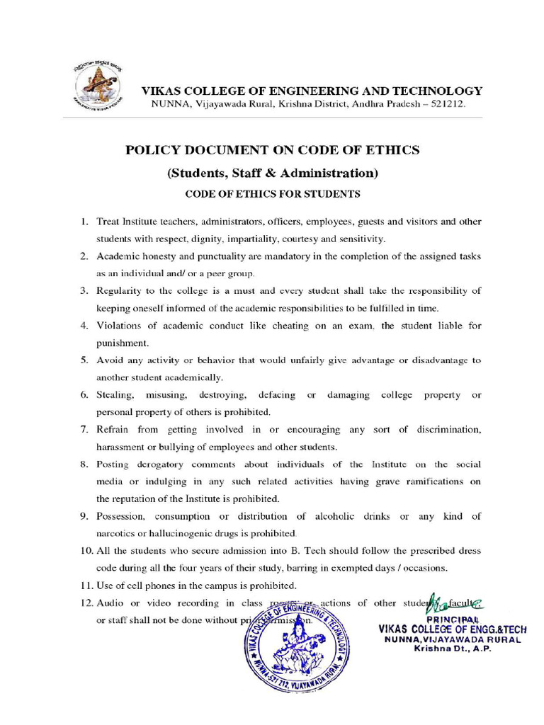 7.1.10 1 Code of Ethics Policy | PDF