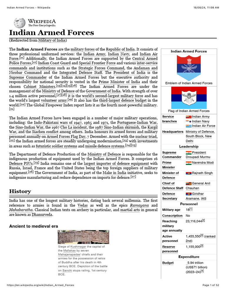 Indian Armed Forces - Wikipedia | PDF