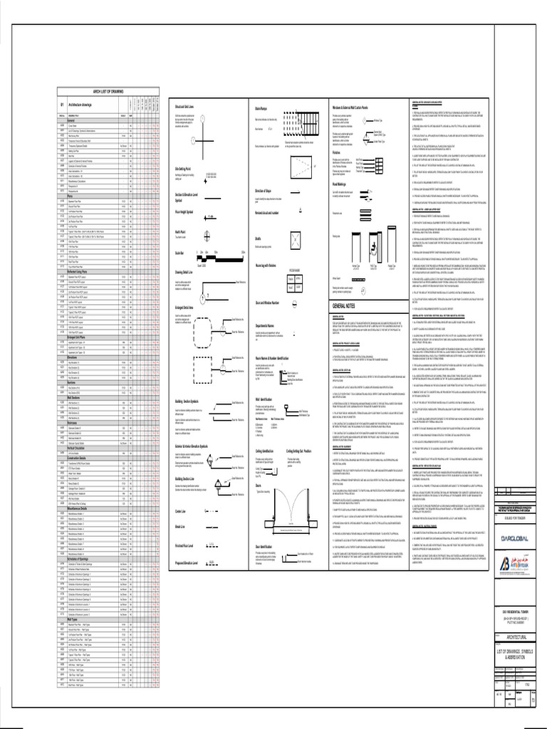 A-001-List of Drawings , Symbols & Abbreviation | PDF