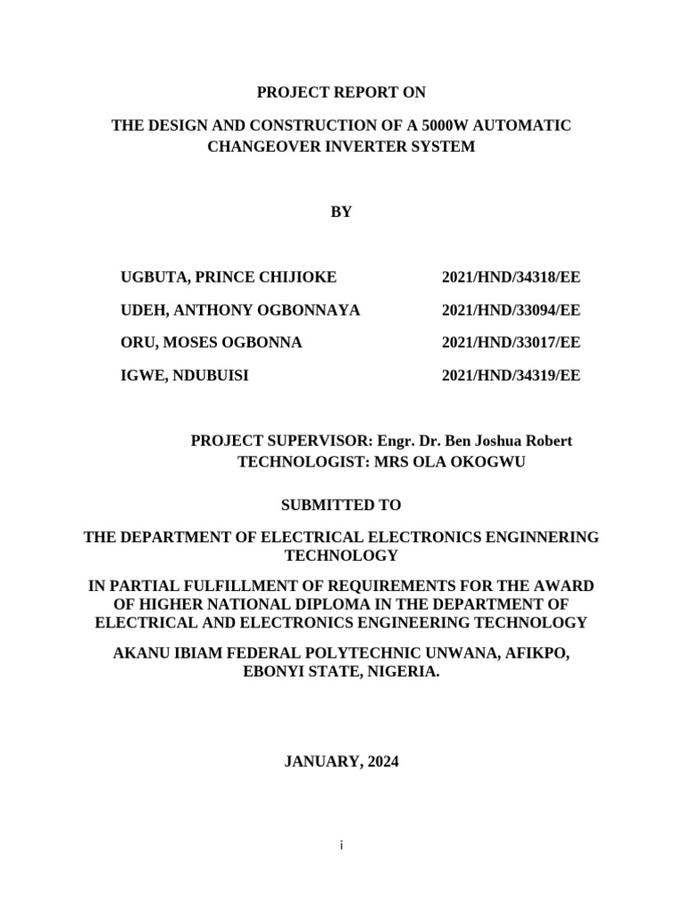 Project Preliminary Pages | PDF | Power Supply | Home & Garden