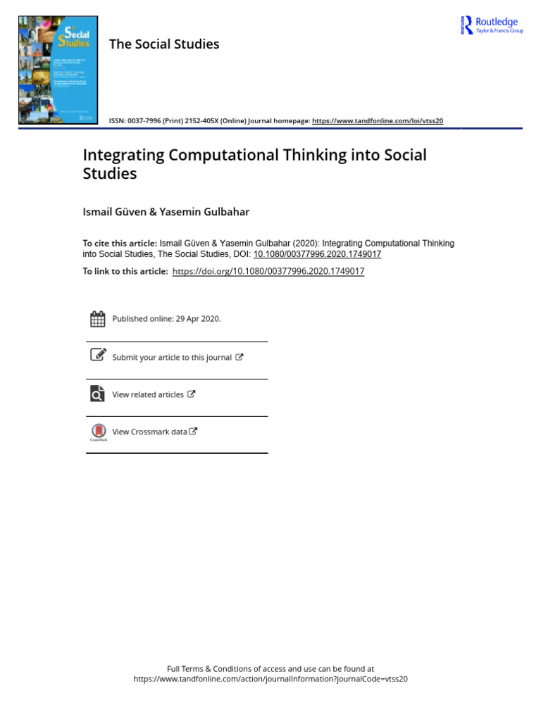 Integrating Computational Thinking Into Social Studies | PDF