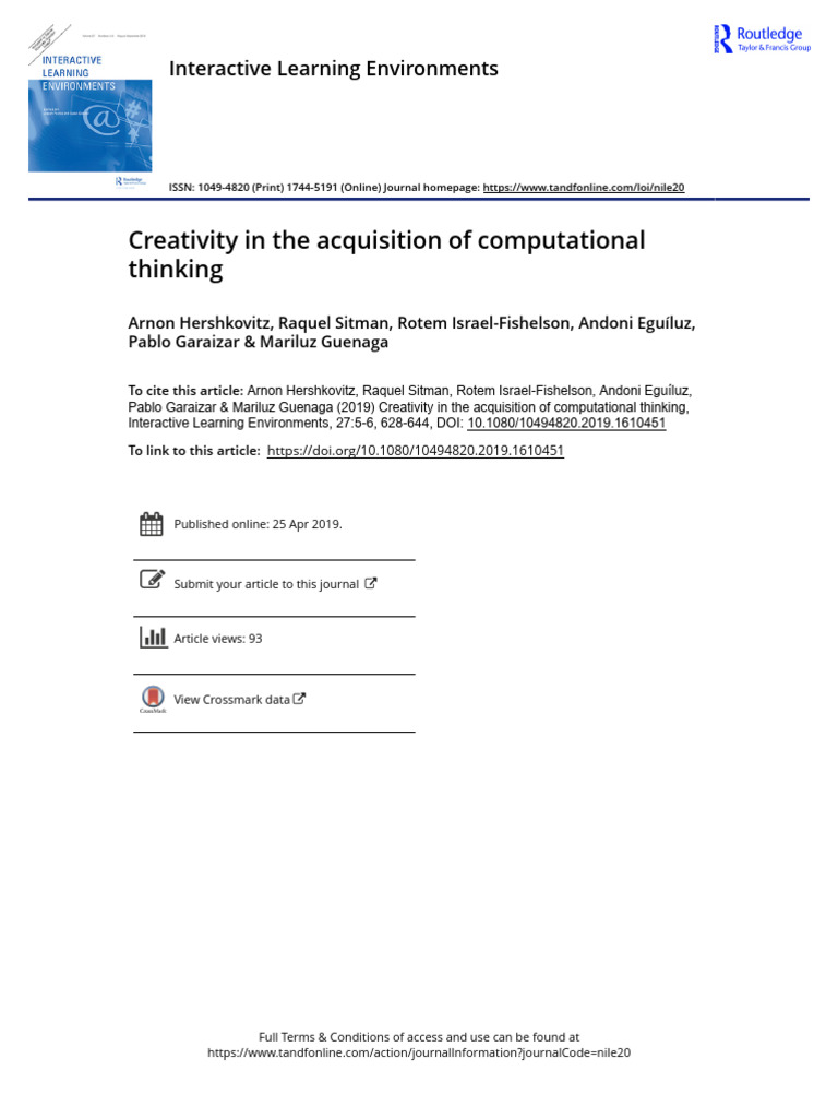 Creativity in The Acquisition of Computational | PDF