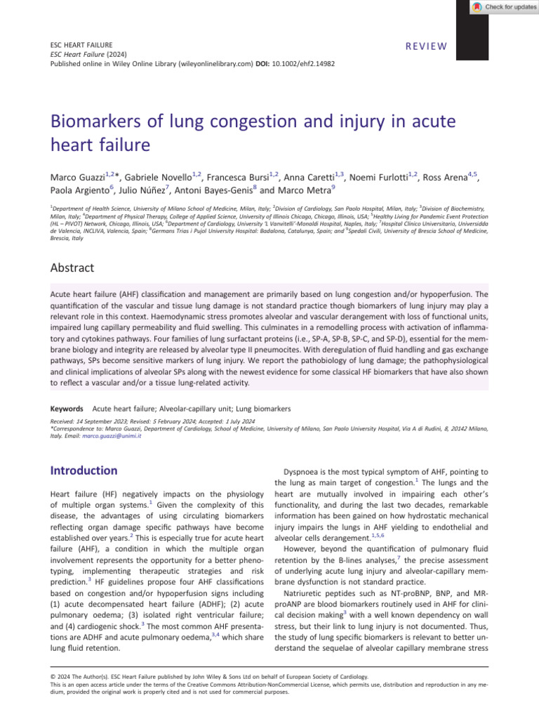 ESC Heart Failure - 2024 - Guazzi - Biomarkers of Lung Congestion and ...