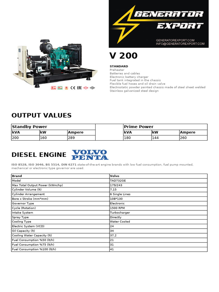 Generator Export Volvo V200 | PDF