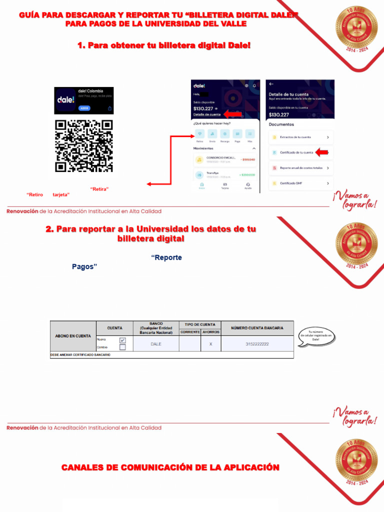 Guía para Descargar y Reportar tu Billetera Digital Dale! | PDF
