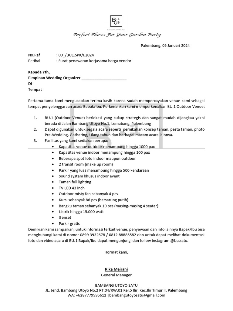 Penawaran Kerjasama WO-1 | PDF