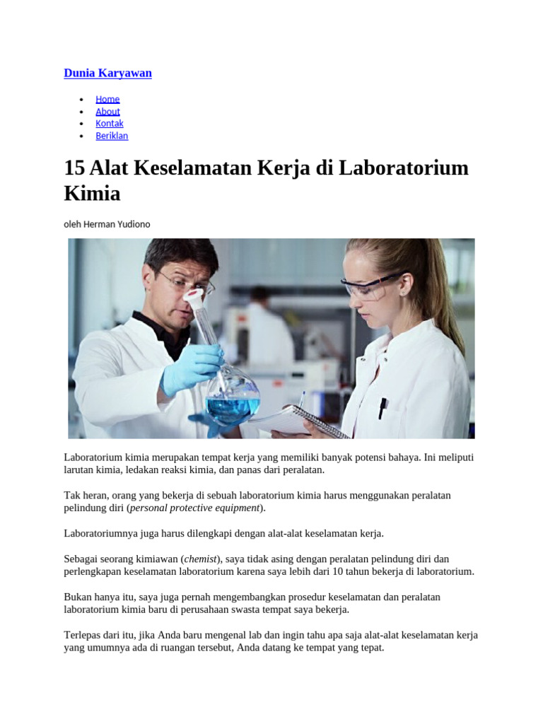 Alat Keselamatan Kerja Di Lab | PDF