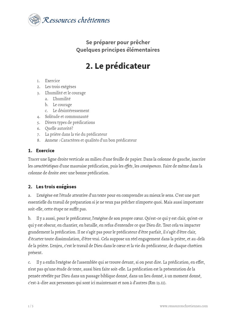 Charles Nicolas - Se Préparer Pour Prêcher (2) - Le Prédicateur | PDF