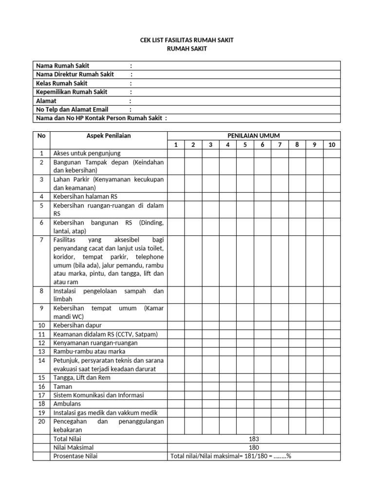 Cek List Sarpras MFK 1.1 | PDF