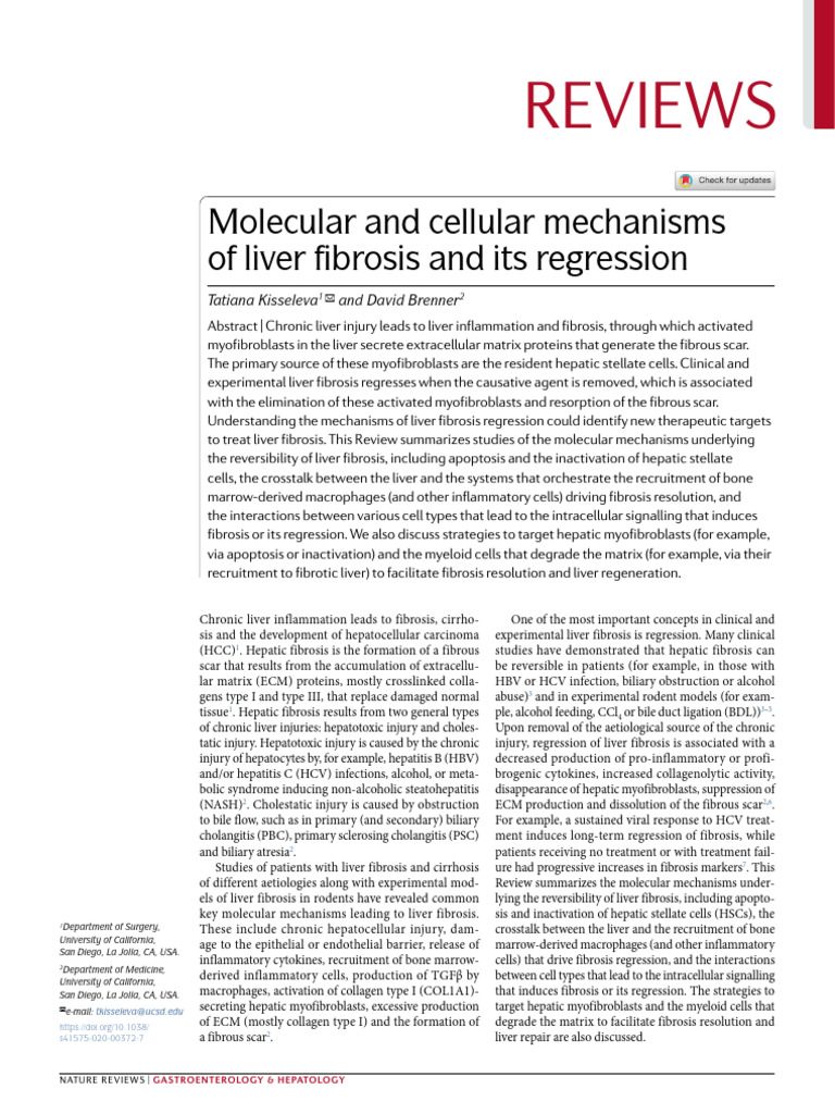 kisseleva - Molecular and cellular mechanisms fibrosis | PDF