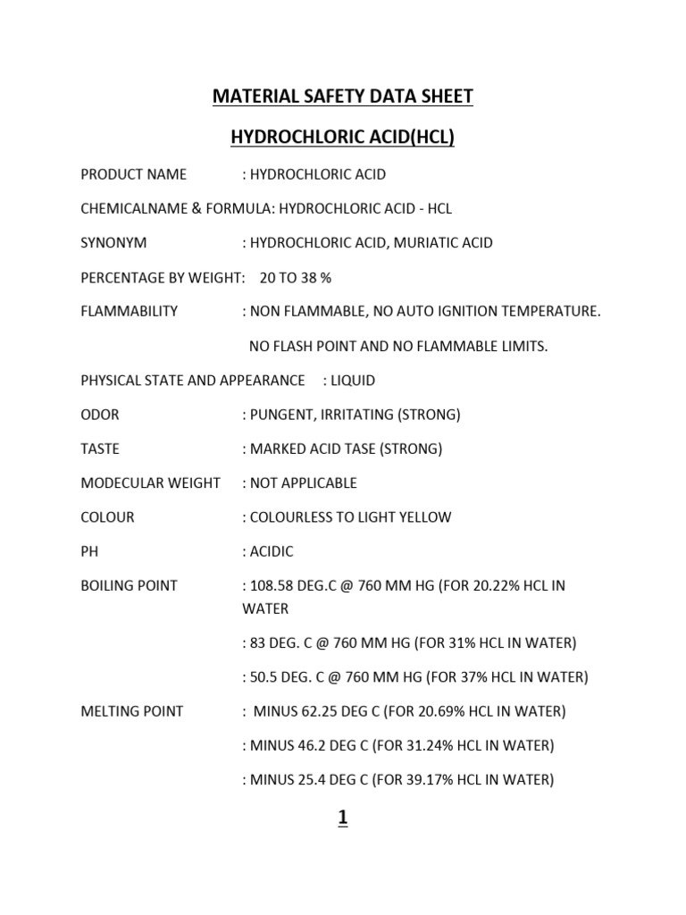 MSDS HCL | PDF