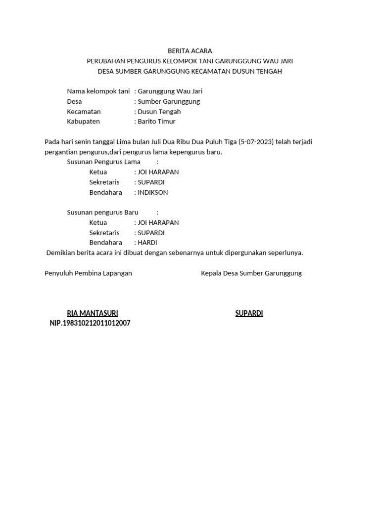 Berita Acara Ke | PDF