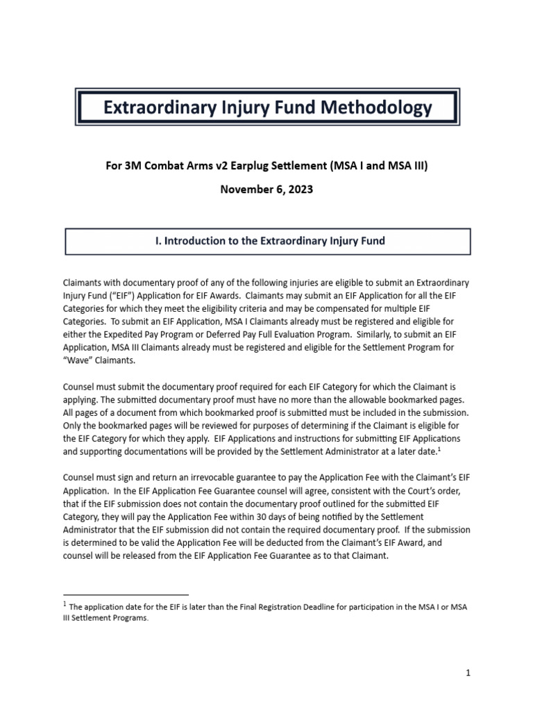 3M CAEv2 Extraordinary Injury Fund - 20231108 - REV | PDF | Hearing ...