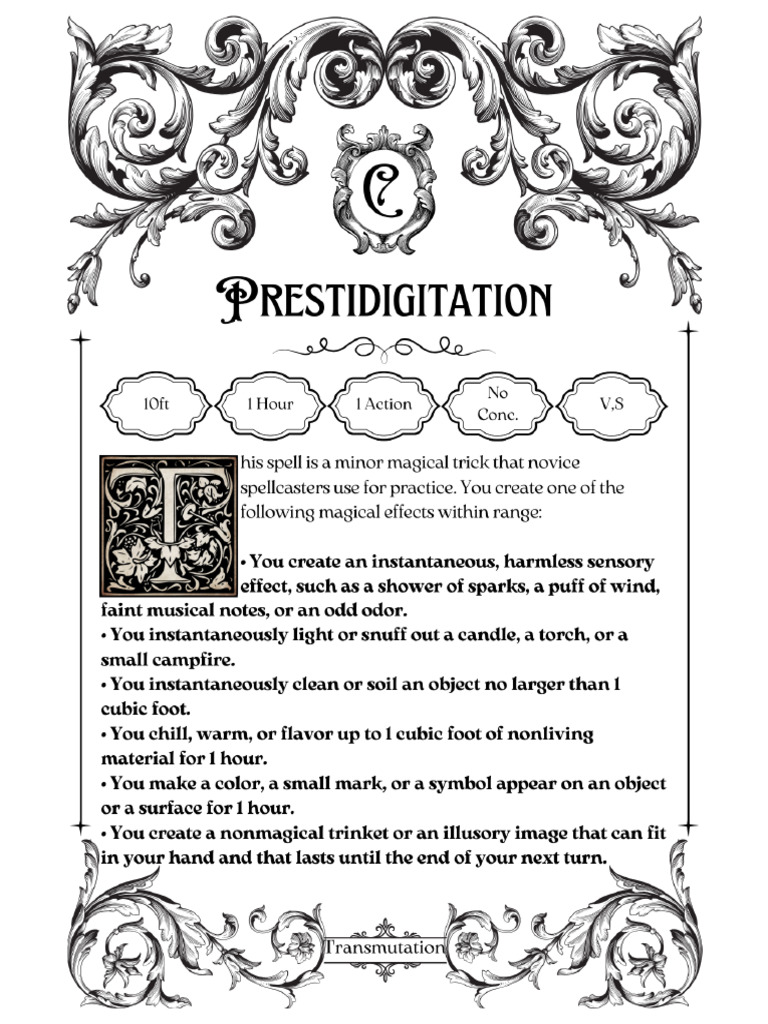 Prestidigitation PNG | PDF
