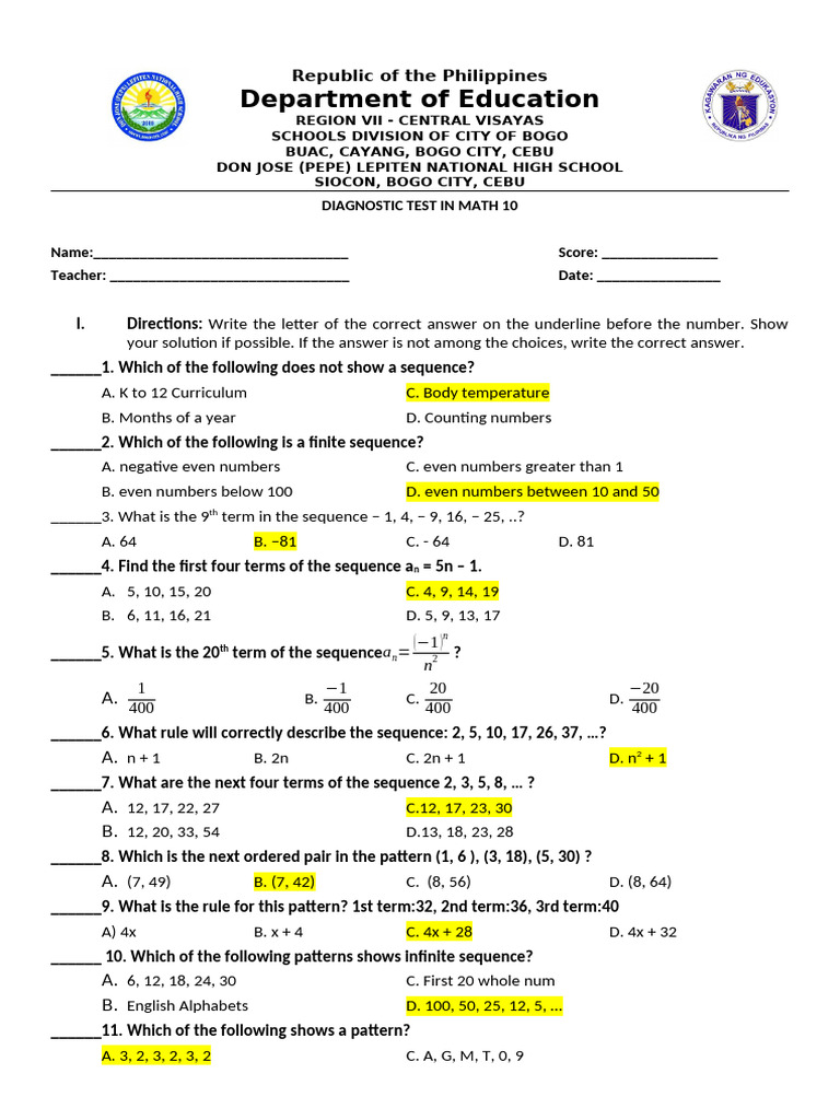 Mathematics 10 (Done) | PDF | Circle | Area