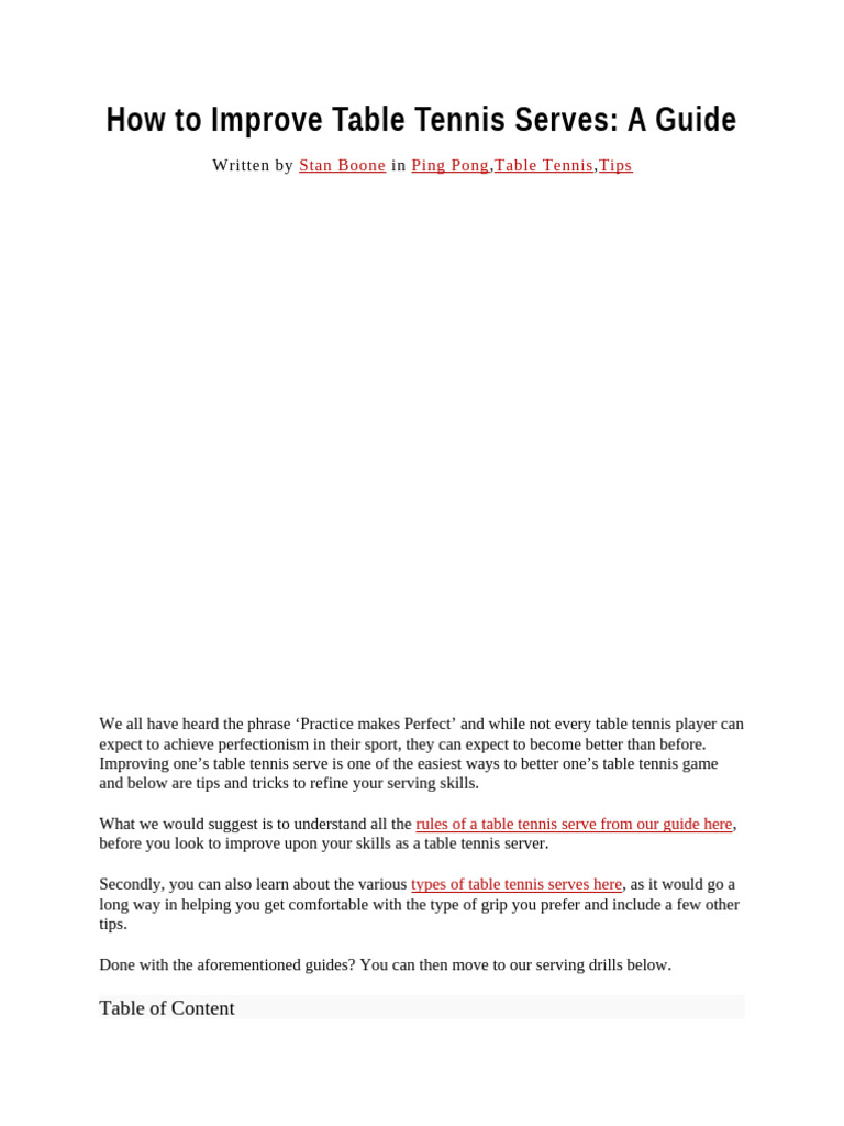 How To Improve Table Tennis Serves | PDF | Table Tennis | Ball Games
