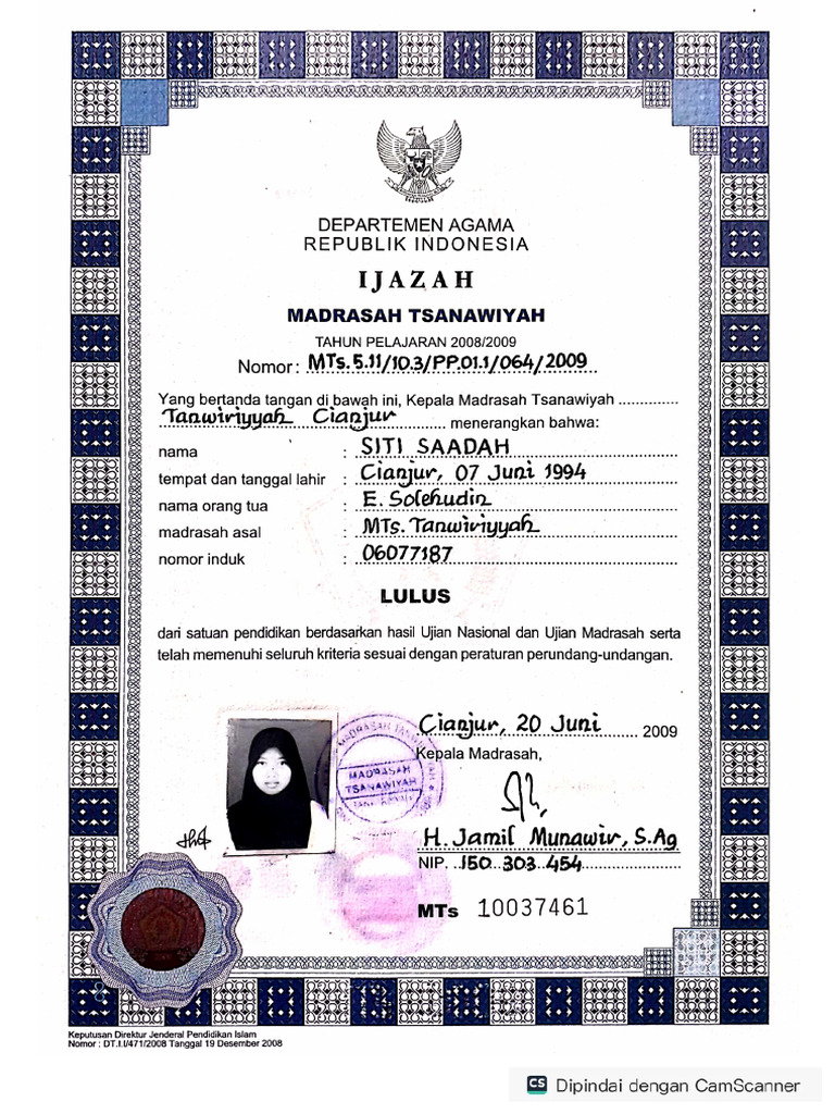 Scan Ijazah SMP | PDF