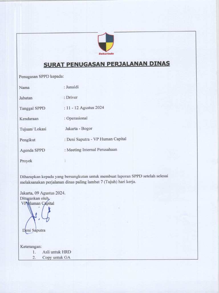 SPPD JUNAIDI (11-12 Agustus) | PDF