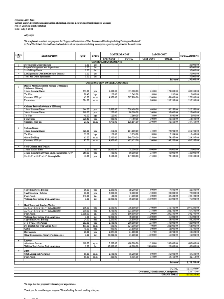 Basketball Court Trusses at Cogeo Antipolo - Sheet1 | PDF