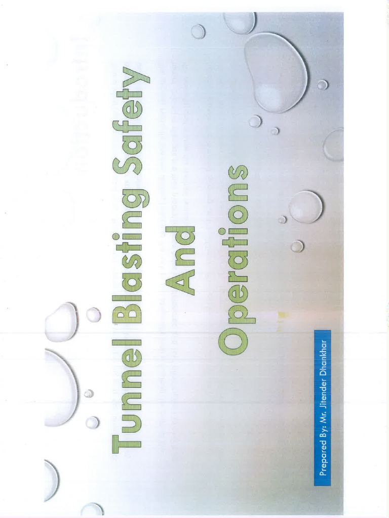 Tunnel Blasting And Safety Training Module Prepared By Mr. Jitender Dhankhar | PDF