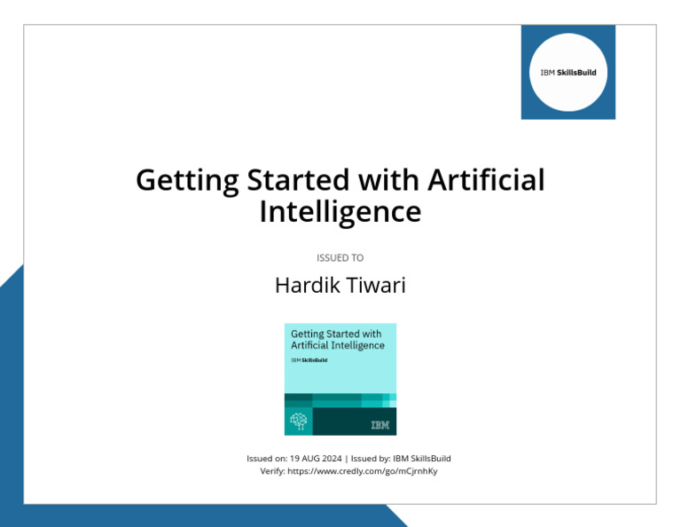 Getting Started With Artificial Intelligence: Hardik Tiwari | PDF