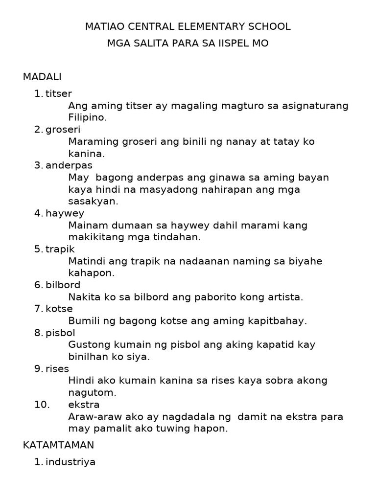 Mces Listahan NG Mga Salita Iispel Mo | PDF