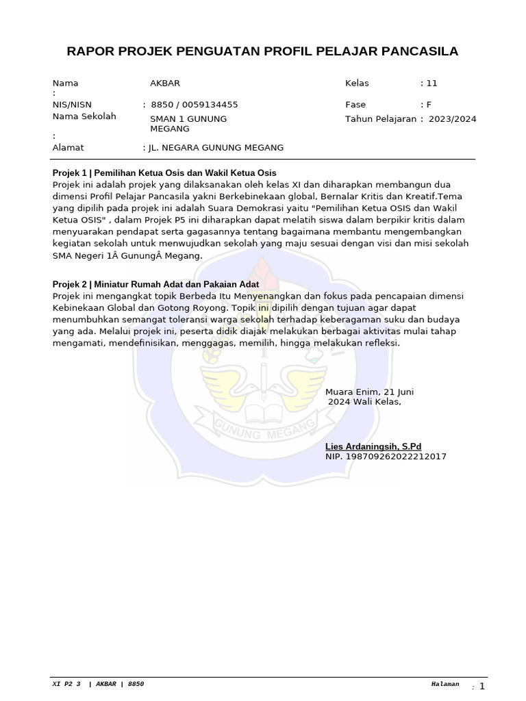 Rapor P5BK KLS Xip23 | PDF