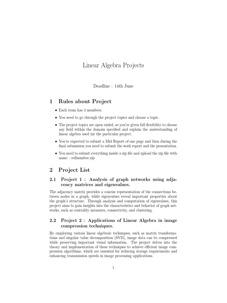 Linear Algebra Projects | PDF