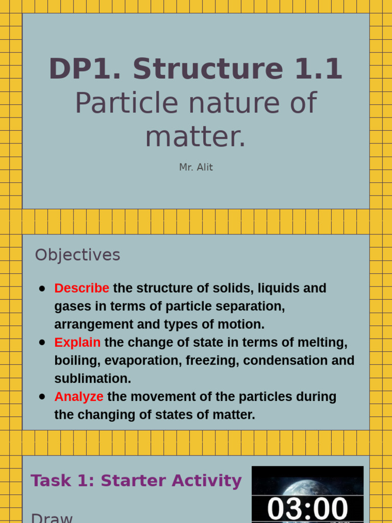 DP Structure 1.1 Particle Nature of Matter. | PDF