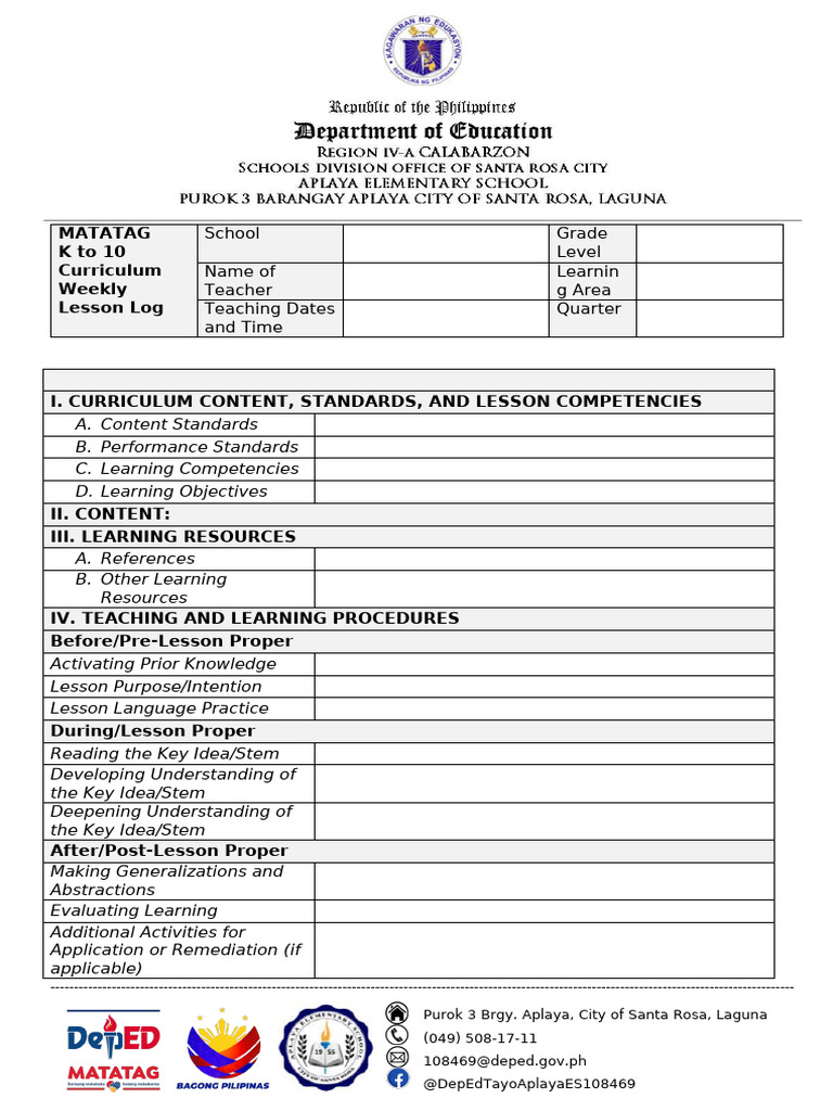 Lesson Exemplar Template | PDF Lesson Exemplar Template | PDF