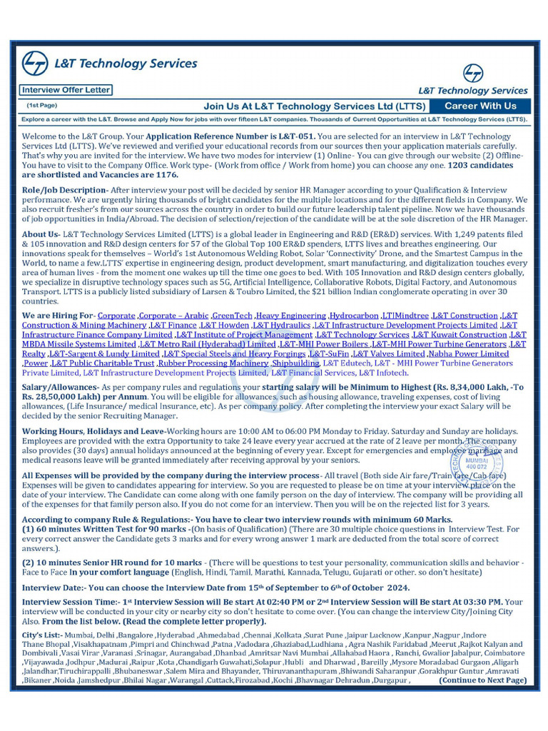 Interview Offer Letter | PDF