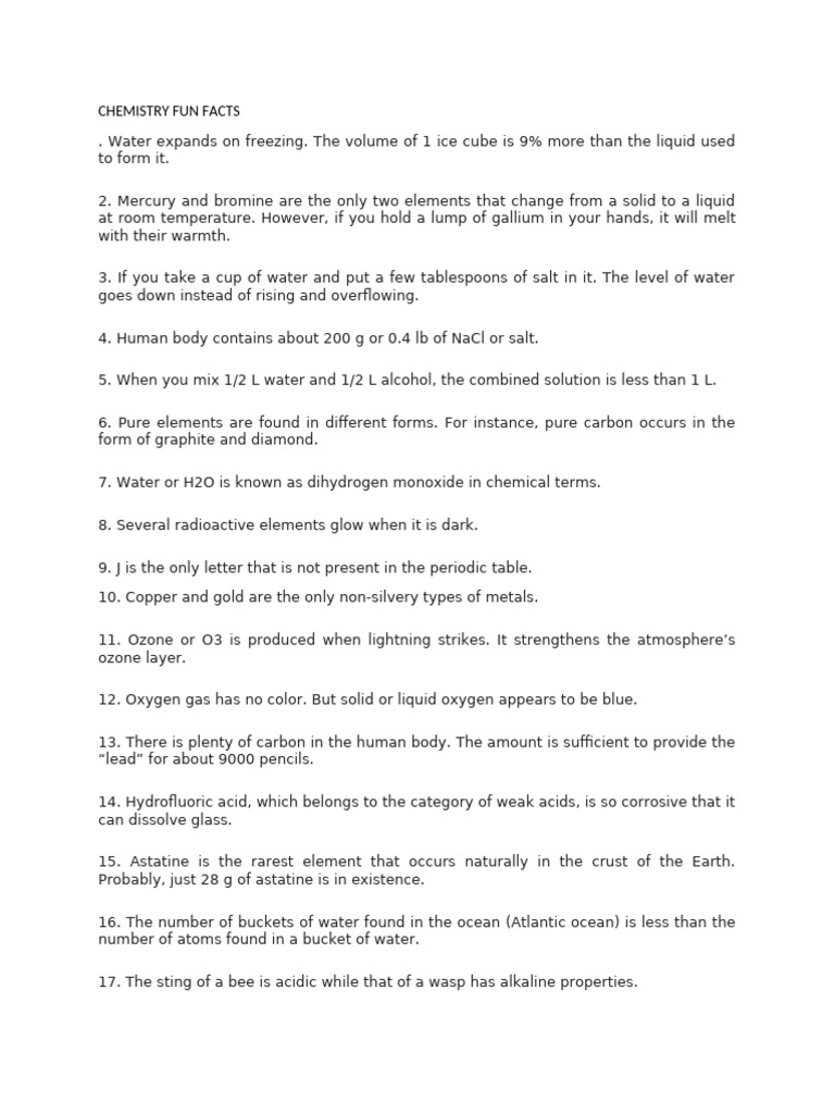 Chemistry Fun Facts | PDF