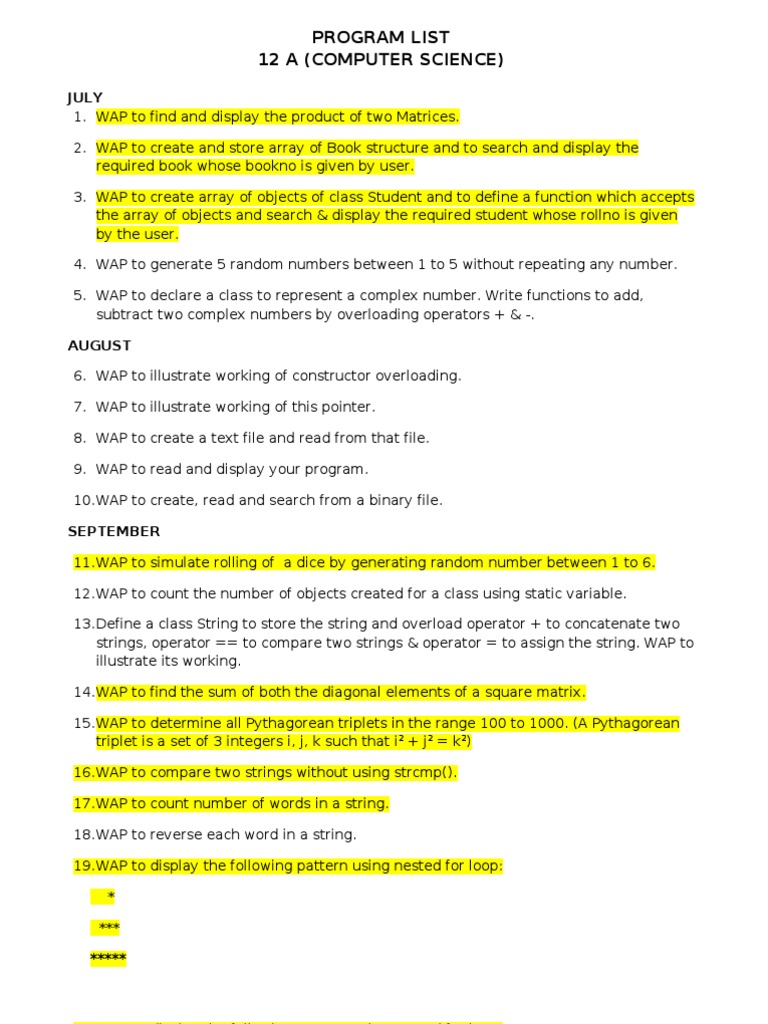 Computer Science Programming Assignments | PDF
