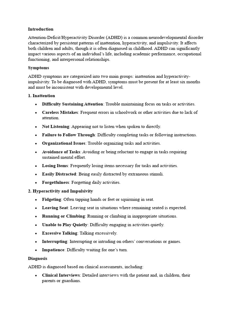 Introduction On ADHD | PDF