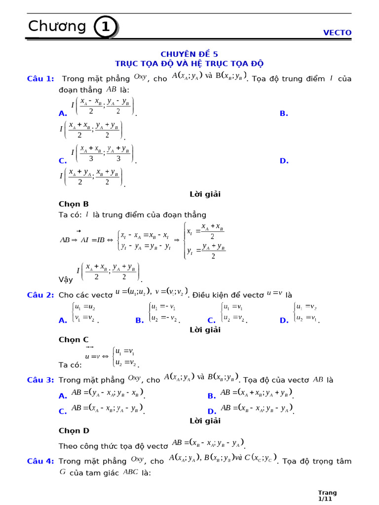 HH - C1 - Truc Toa Do Va He Truc Toa Do | PDF