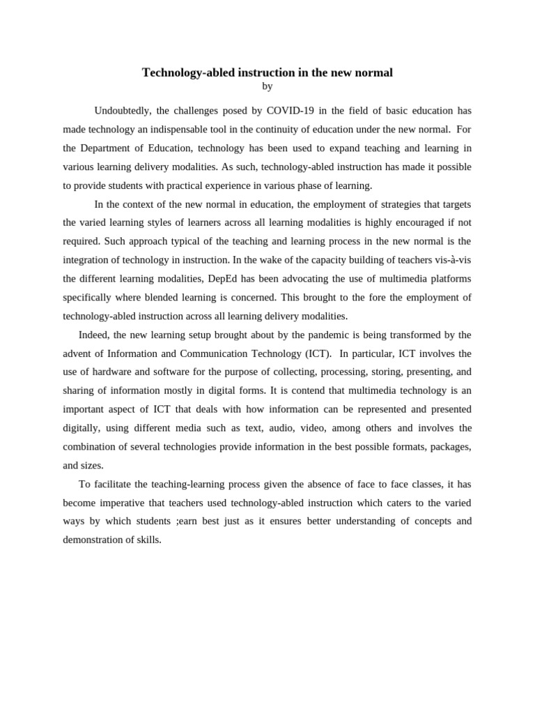 Technology-Enabled Instruction in Education | PDF