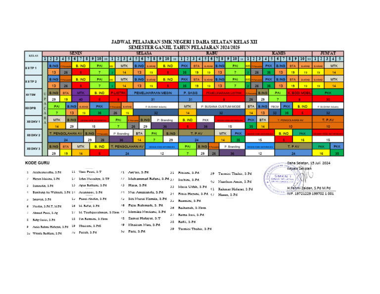 Jadwal Kelas XII SMT Ganjil TP 2024-2025 Revisi | PDF