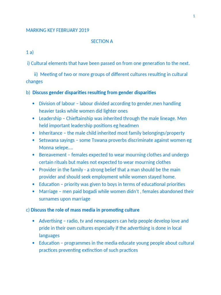 Marking Key February 2019 | PDF