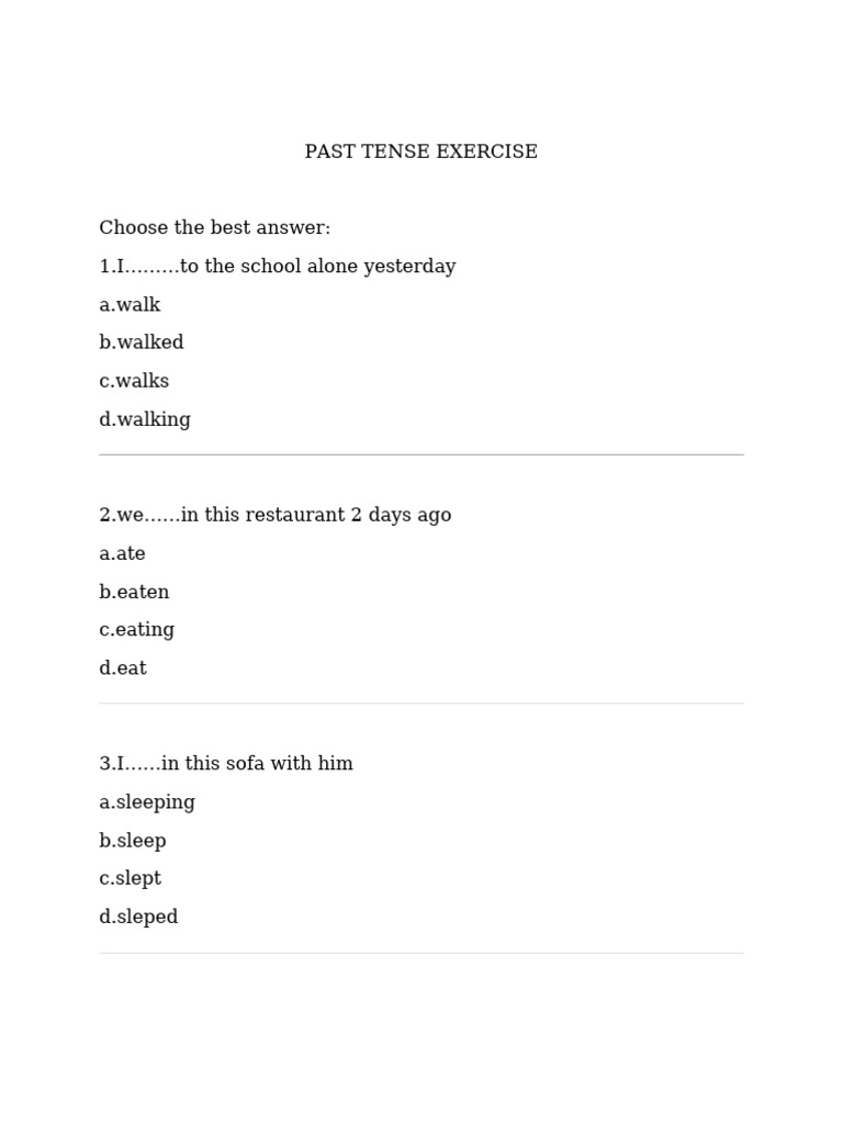 Past Tense Exercise | PDF