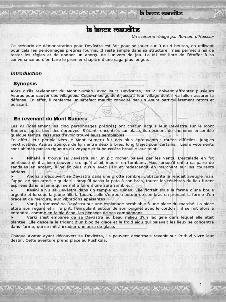 Aventure de la Lance Maudite à Mahakavâ | PDF | Lion