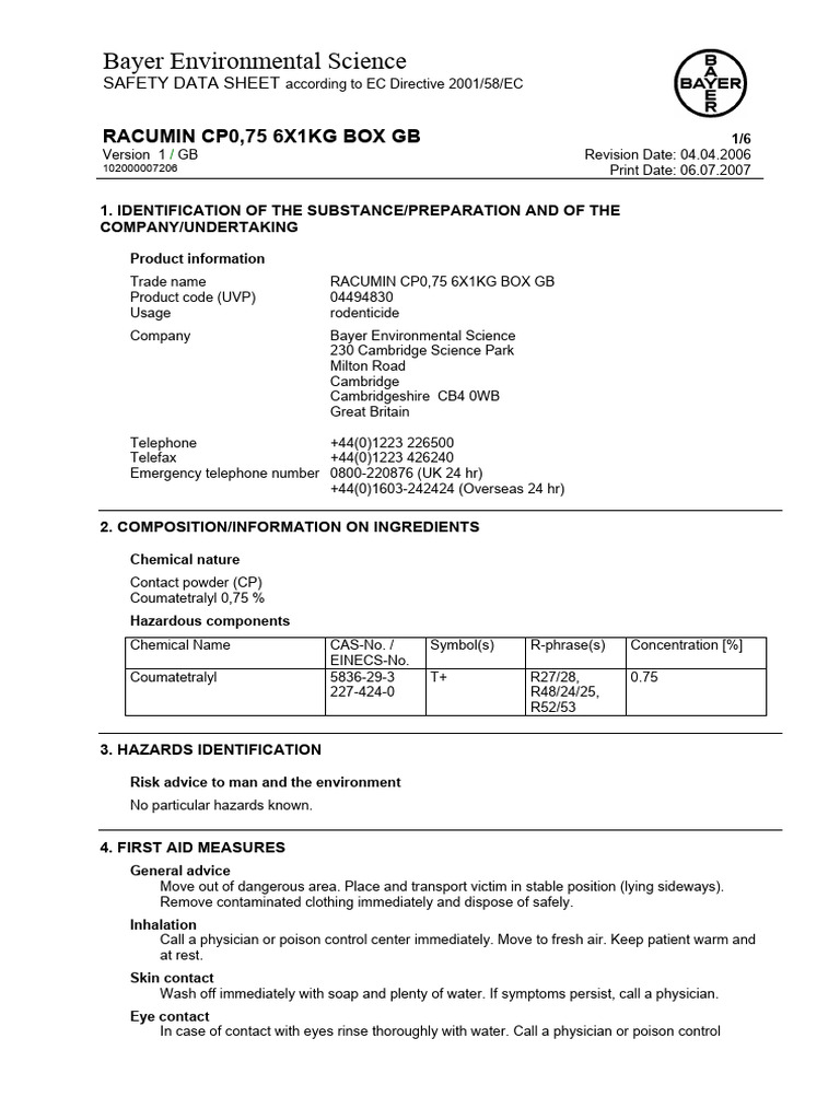 MSDS Racumin | PDF