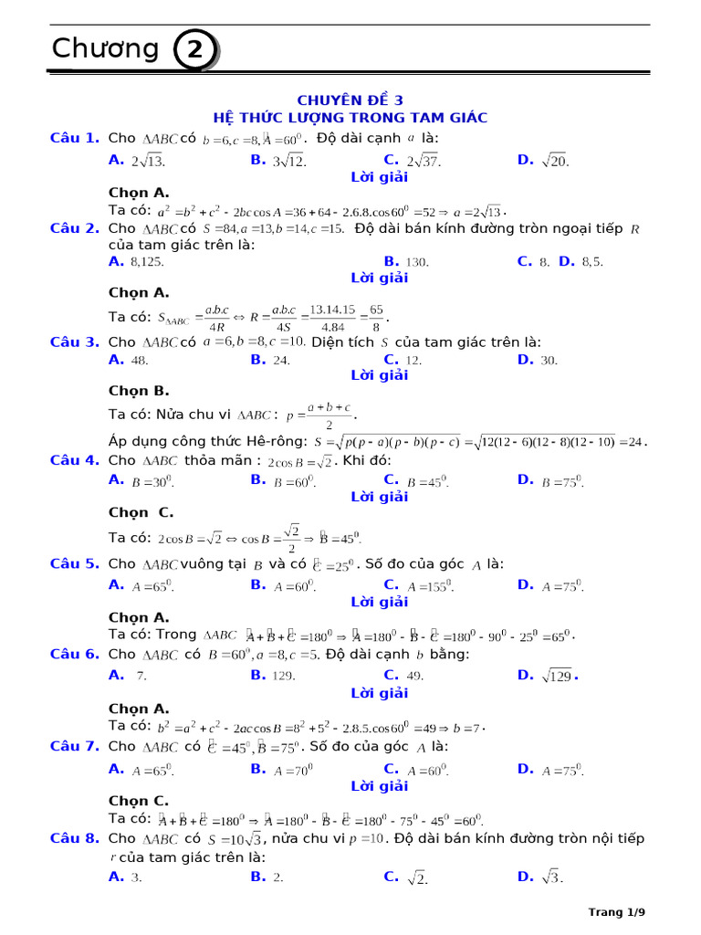 HH - C2 - He Thuc Luong Trong Tam Giac | PDF