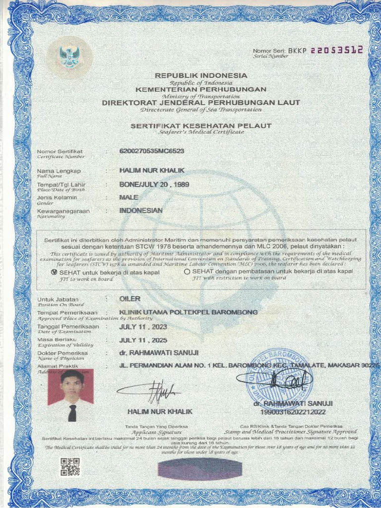 SERTIFIKAT MCU An HALIM NUR | PDF