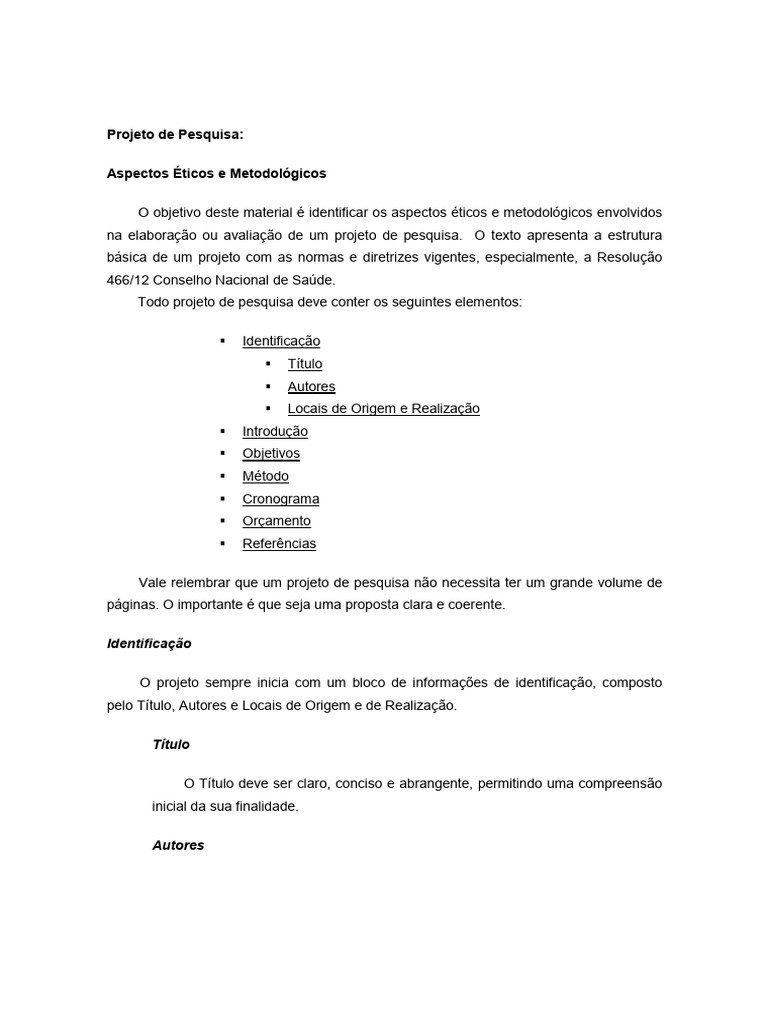 Modelo Projeto De Pesquisa Pdf