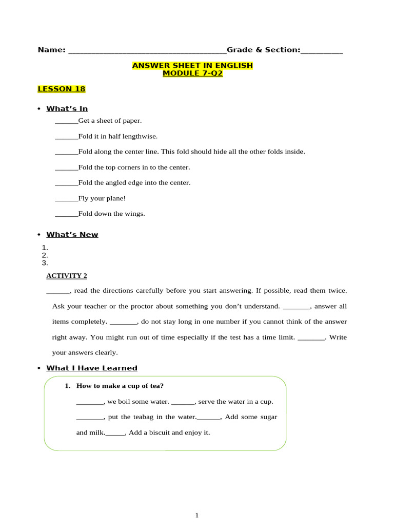 Q2 - Module 7 Answer Sheet | PDF