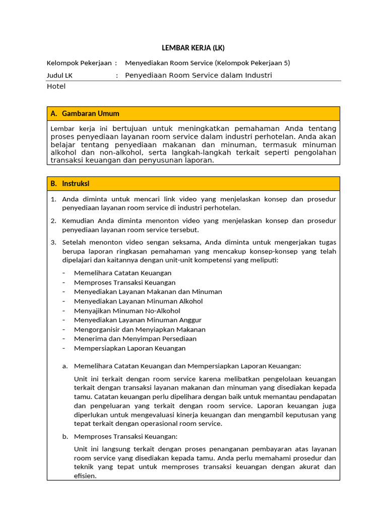 LK Room Service | PDF