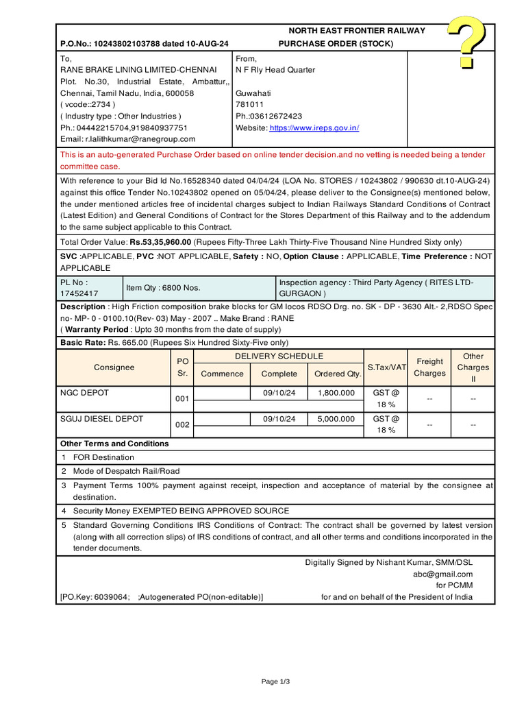 PO and Other Docs | PDF